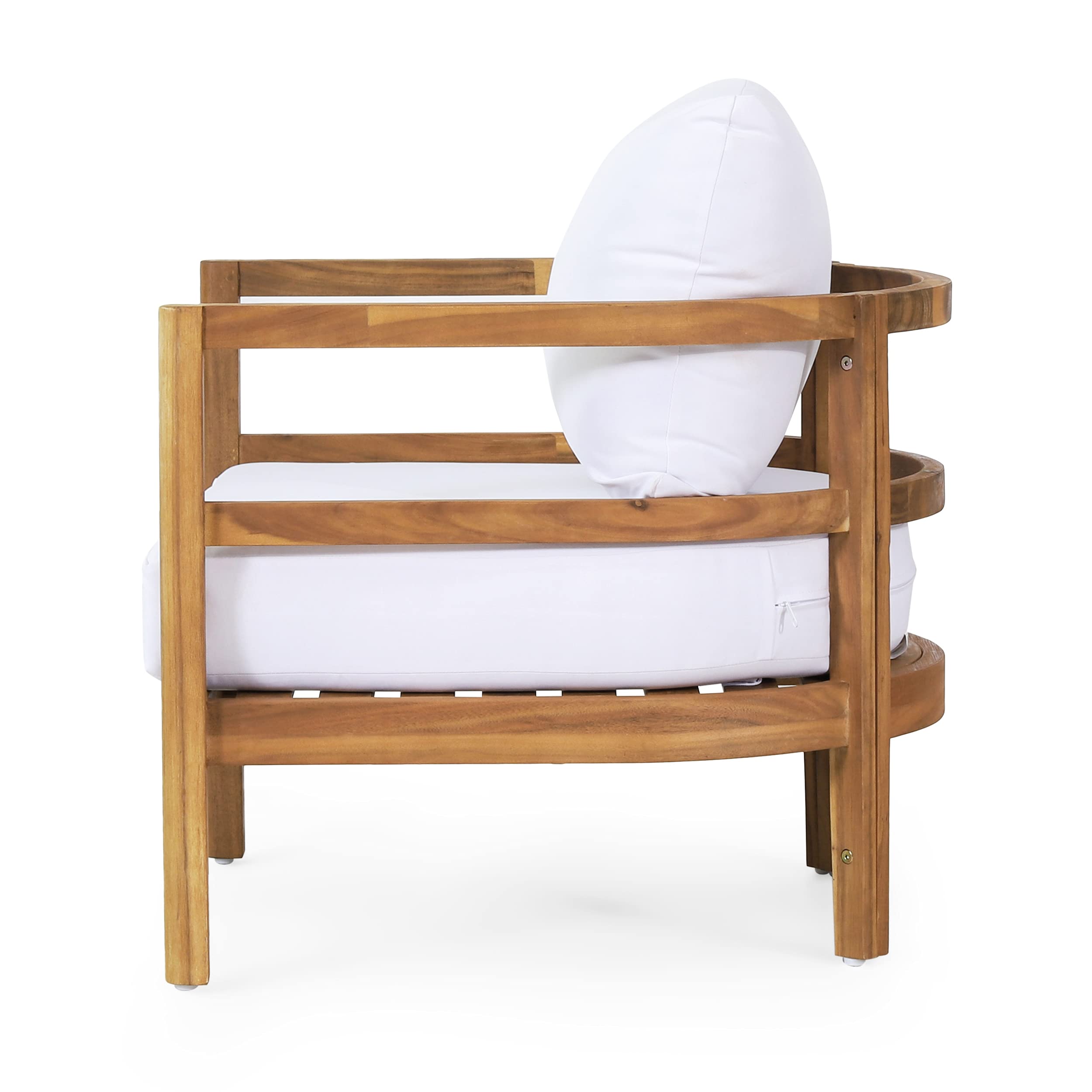 Christopher Knight Home Ellendale Club Chair, White + Teak