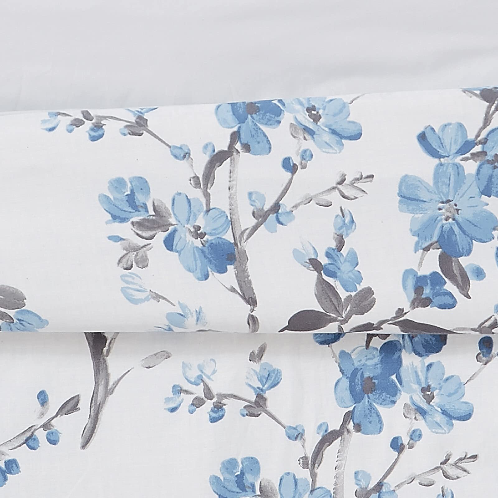 CANNON Kasumi Floral King 3 Piece Duvet Cover Set, White/Blue