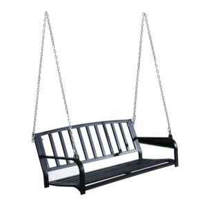 patio porch hanging swing chair garden deck yard bench seat outdoor furniture,550 lb weight capacity, black