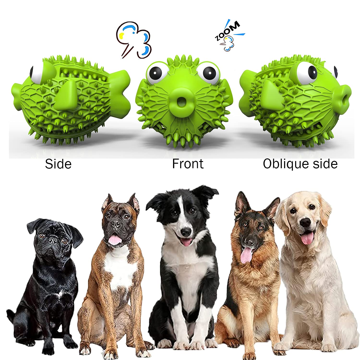 Dog Toy for Aggressive Chewers, Tough Natural Rubber Toys with Squeaker & Crinkle Paper, Durable Dog Toys for Small Medium Large Breed Dogs, Teeth Cleaning