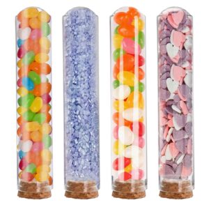 Bekith 24pcs 80ml Clear Glass Test Tubes with Cork Stoppers and 2 Brush, 25x200mm Glass Test Tube for Bath Salt, Candy Storage, Plants, Party Favors, Scientific Experiments