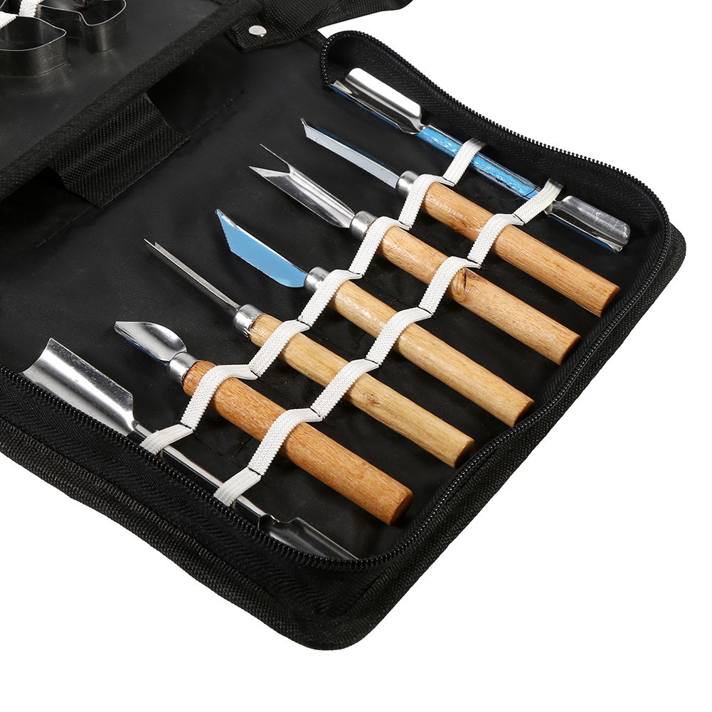 AUNMAS 45Pcs Carving Tool Set, Portable Vegetable Fruit Food Garnishing Cutting Slicing Peeling Culinary Garnish Tools Kit for Home Kitchen