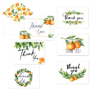 72 pieces orange thank you cards includes 36 pieces orange non-adhesive envelopes and 36 pieces orange green leaves greeting cards watercolor orange blank notes cards for birthday party baby shower