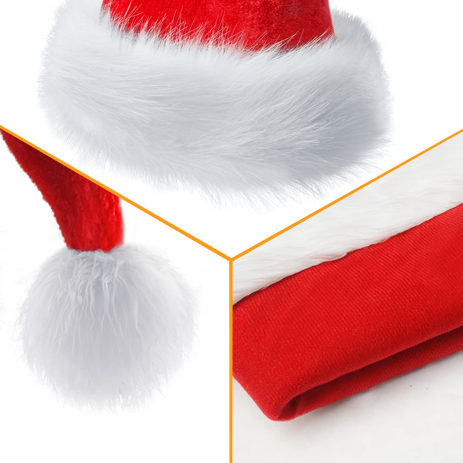 OGAJO Christmas Hat for Adults Santa Hats Unisex Red Velvet Extra Thicken Holiday Headwear Xmas Hat for Festive New Year Party (1pcs)