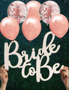 bridal shower decorations bride to be sign for batcholette party supplies,bride wood sign photo booth props and rose gold balloons for wedding party decorations