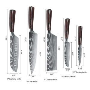 ZENG Chef Knife Set, Kitchen Chef's Knives Set with Ergonomic Pakkawood Handle, German High Carbon Stainless Steel Sharp Japanese Cooking Knives Set, 5 PCS Professional Knife Set with Gift Box