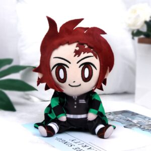 LINKOM Plush Dolls Tanjiro Nezuko Zenitsu Sitting Cute Toys Cushion Pillows Gift Collection for Kids Fans (20cm/7.87inch, Kamado Tanjiro)