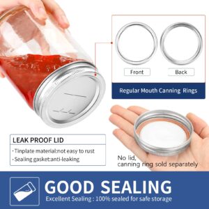 48 Pieces Regular Mouth Canning Jar Rings, Regular Mouth Mason Jar Replacement Metal Rings - Split-Type Seals Jar Rings Rust Proof Leak Proof Screw Bands for Canning Mason Jar