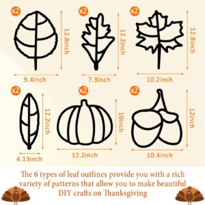 Containlol 12 Pieces Extra Large Thanksgiving Fall Leaves for Craft Suncatchers Kit Tissue Arts Fall Suncatchers 800 Tissue Paper Squares 12 PVC Contact Paper with Safety Scissor DIY Craft