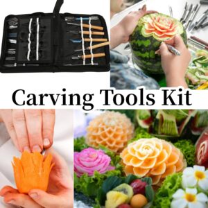 AUNMAS 45Pcs Carving Tool Set, Portable Vegetable Fruit Food Garnishing Cutting Slicing Peeling Culinary Garnish Tools Kit for Home Kitchen