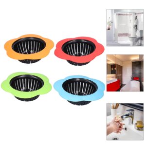 4Pcs Silicone Kitchen Sink Strainer, Hair Catcher Silicone Shower Drain Covers Kitchen Drain Filter Basket Pouring Strainers for Bathroom Bathtub and Kitchen, 4.4" Diameter