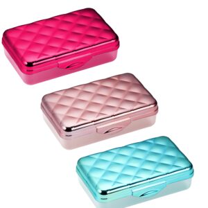 It's Academic Metallic Pencil Case Box, Hard Plastic, Stylish Quilted-Pattern Lid, 3-Pack