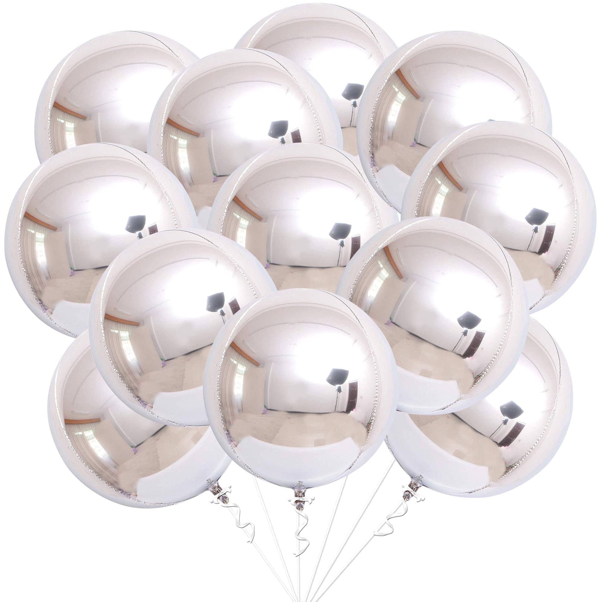 KatchOn, Big Silver Mylar Balloons - 22 Inch, Pack of 12 | Silver Foil Balloons | Silver Balloons, Silver Chrome Balloons | Mirror Balloons, New Years Balloons for New Years Eve Party Supplies 2025