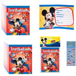 Unique Mickey Birthday Party Supplies Bundle Set includes Party Invitations with Envelopes - 24 Count