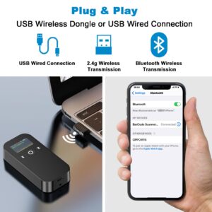 Bluetooth Barcode Scanner Portable 1D USB Laser Mini Bar Code Reader 3-in-1 Bluetooth & USB Wired & 2.4G Wireless Bar Code Reader Scanner Compatible Windows, Mac,Android, iOS or Phones