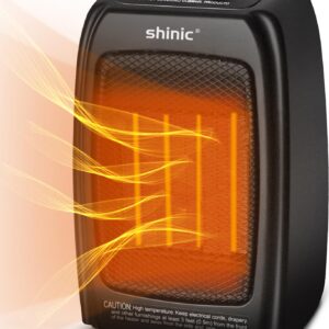 shinic Space Heater for Indoor Use, 1500W/900W Ceramic Space Heater, 1s Fast Heat, Overheat and Tipover Protection, Portable Electric Heater, Quiet Office Small Room Desk Heater, Black