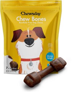 chewsday 6-inch long-lasting dog chew bones, made in the usa, all natural rawhide-free highly-digestible treats, chicken delight - 7 count