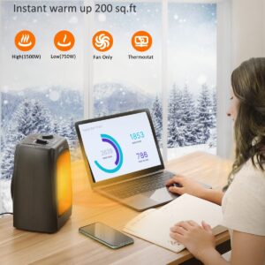 shinic Space Heater for Indoor Use, 1500W/900W Ceramic Space Heater, 1s Fast Heat, Overheat and Tipover Protection, Portable Electric Heater, Quiet Office Small Room Desk Heater, Black