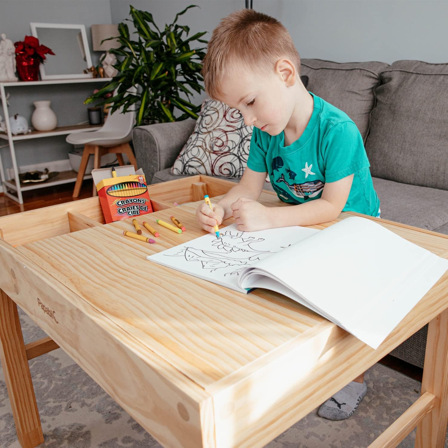 Papablic 2 in 1 Kid Activity Table with Large Storage for Older Kids Compatible with Lego Building Block for Boys Girls