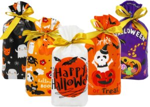 zmciner 50 pcs halloween drawstring candy bags halloween treat bags for halloween party favors