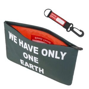 rough enough large pencil case pouch storage waterproof bag with ykk zipper for preppy school student teen art supplies green we have only one earth logo