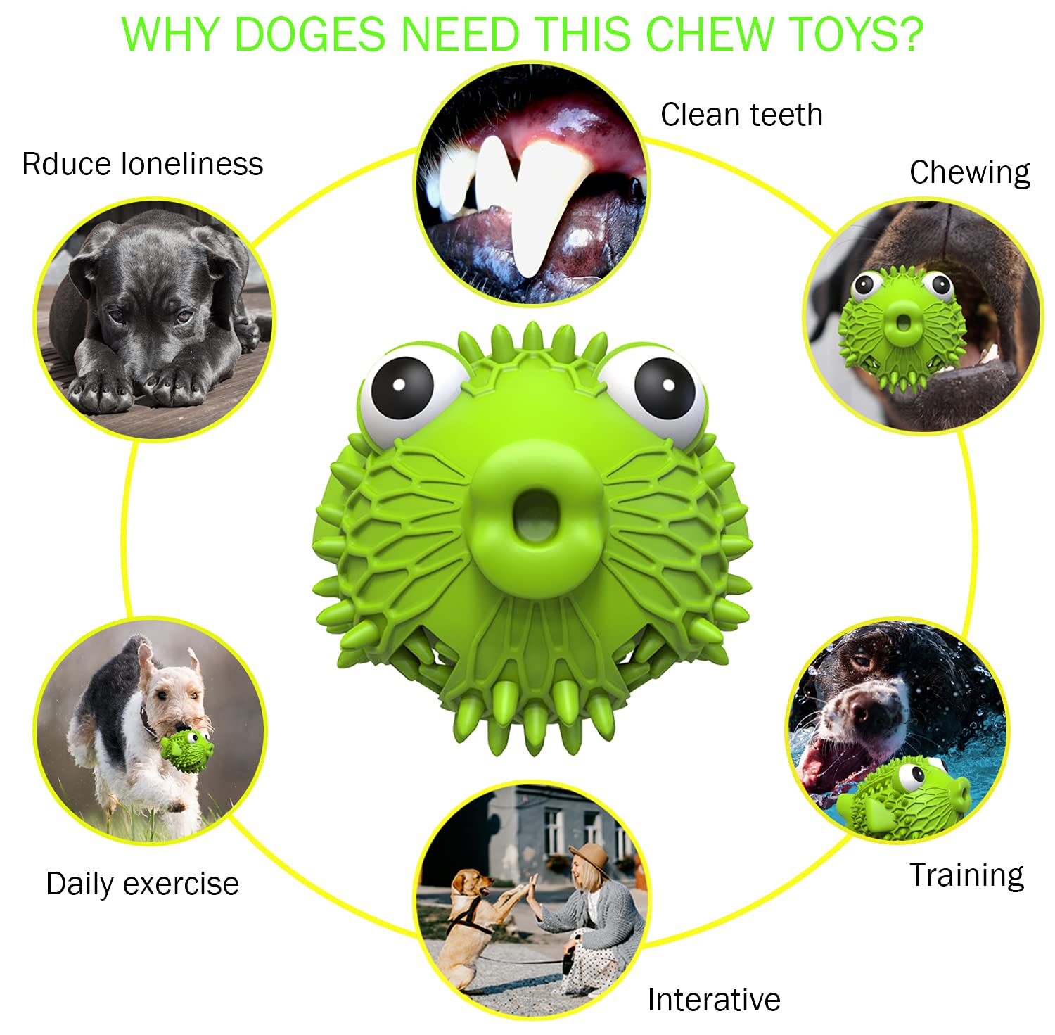 Dog Toy for Aggressive Chewers, Tough Natural Rubber Toys with Squeaker & Crinkle Paper, Durable Dog Toys for Small Medium Large Breed Dogs, Teeth Cleaning