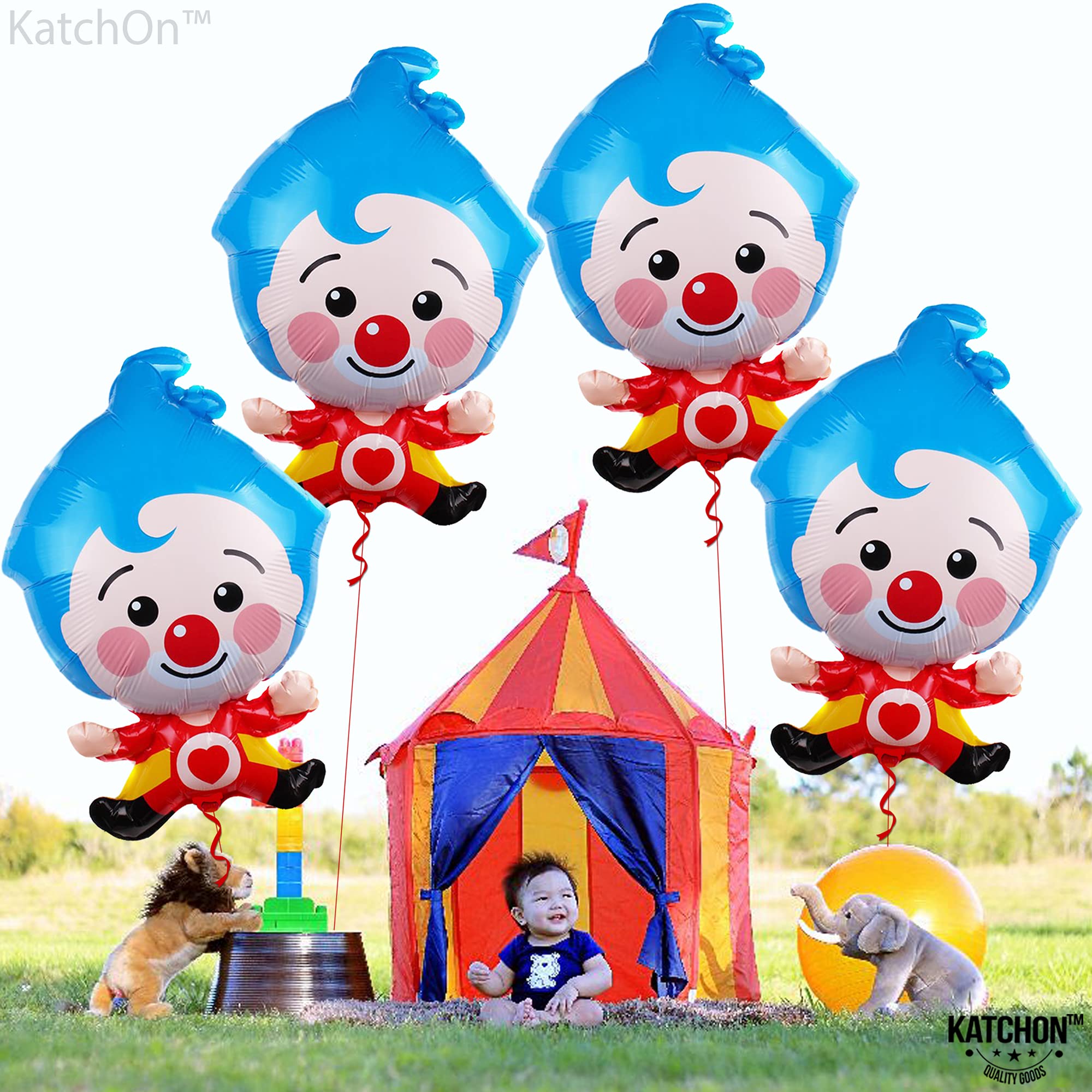 KatchOn, Big Plim Plim Balloons - 24 Inch, Pack of 4 | Clown Balloons for Plim Plim Party Decorations | Plim Plim Birthday Party Supplies | Plim Plim Balloon Foil for Circus Theme Party Decorations