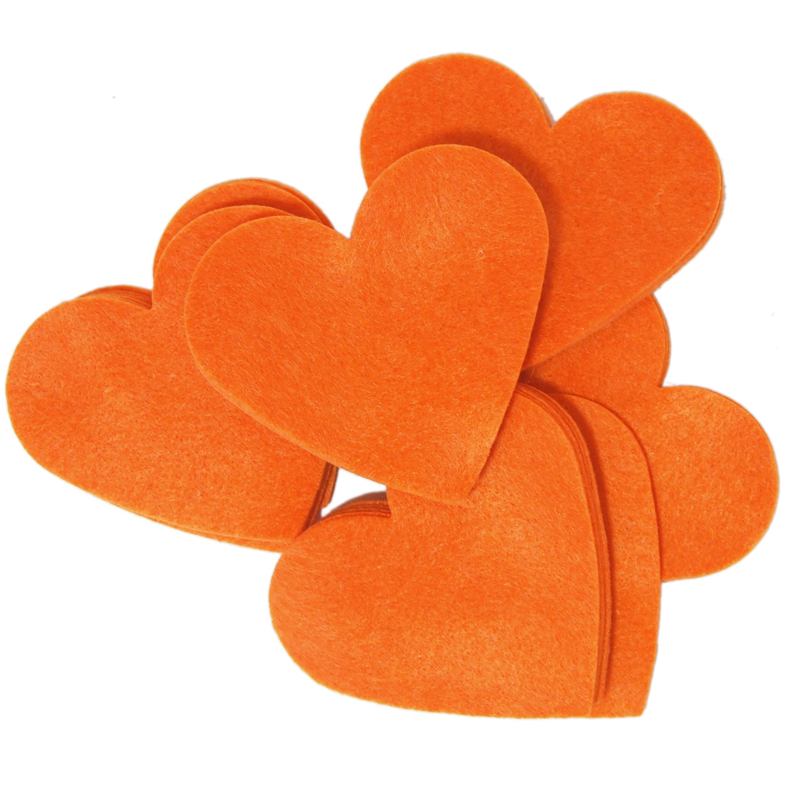 Playfully Ever After 2 inch Felt Hearts 45pc - Orange