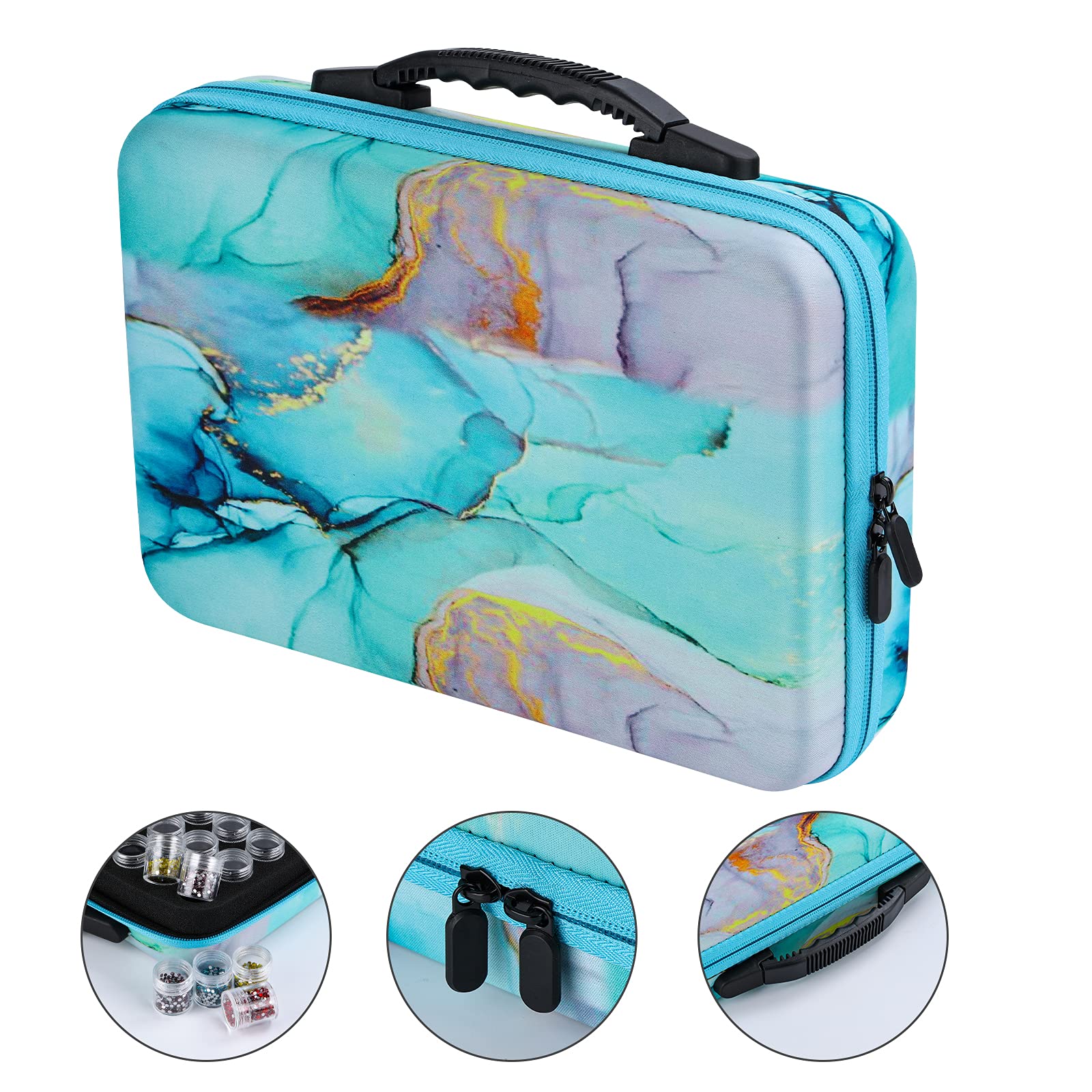 VTYHYJ 120 Bottles Diamond Art Storage Bag Organizer with Tools Diamond Painting Accsessories Carrying Case for Dots, Tools, Rhinestones, Nail Art, for Storage and Travel (Light Green)