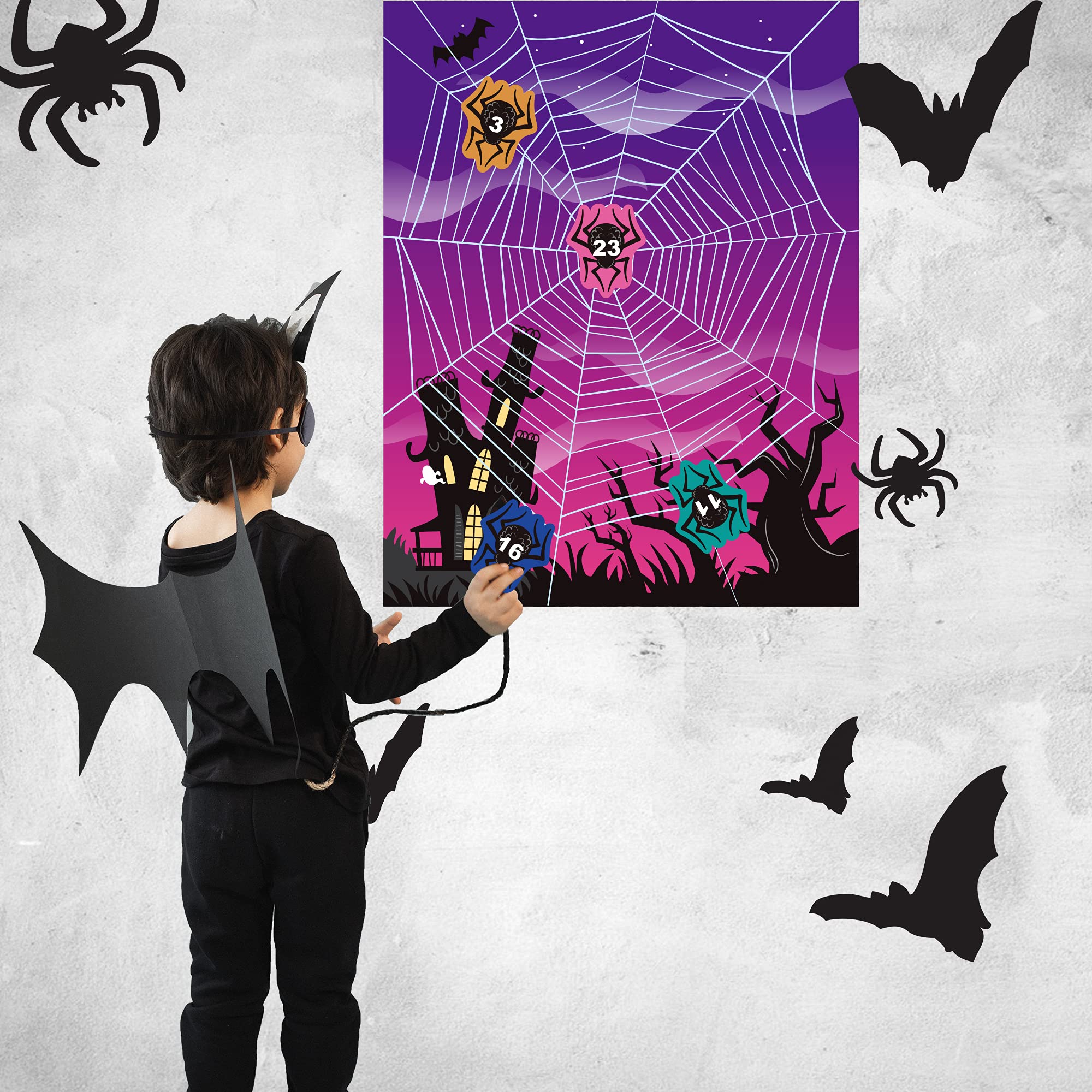 JOYIN 2 PCS Halloween Party Games for Kids Pin The Eyeball on Zombie and Pin The Tail on The Web Party Games in 2 Designs with 2 Posters, Fun Reusable Kids Gift Halloween Party Favors Supplies