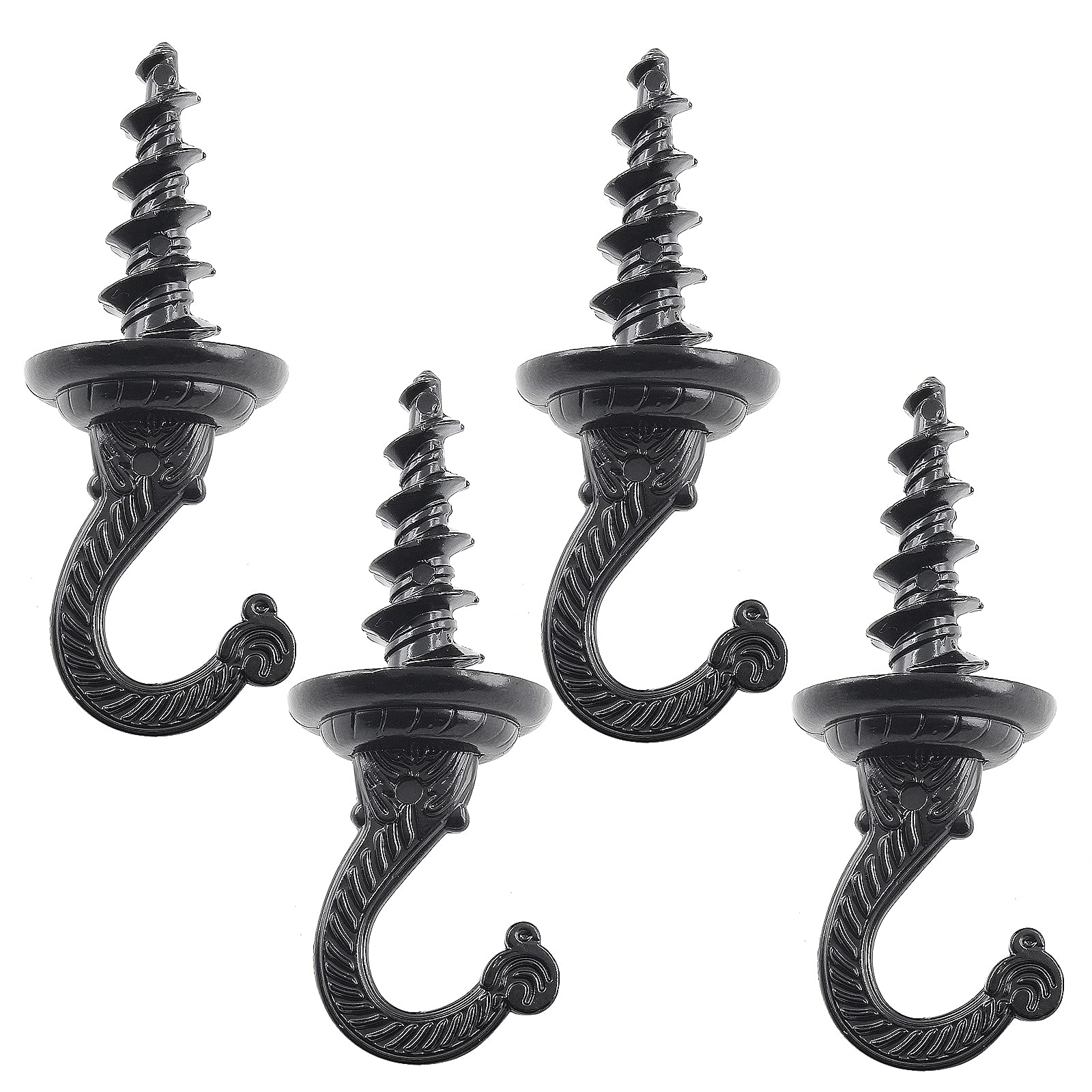 Rierdge 4 Pcs Black Swag Ceiling Hooks Heavy Duty, 3 Inch Swag Hanging Ceiling Hooks Indoor Outdoor for Chandelier Plants Etc (Black)