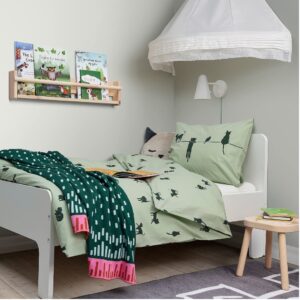 IKEA Ikea Barndrom Duvet Cover and Pillowcase Cat PatternGreen Twin 105.044.01