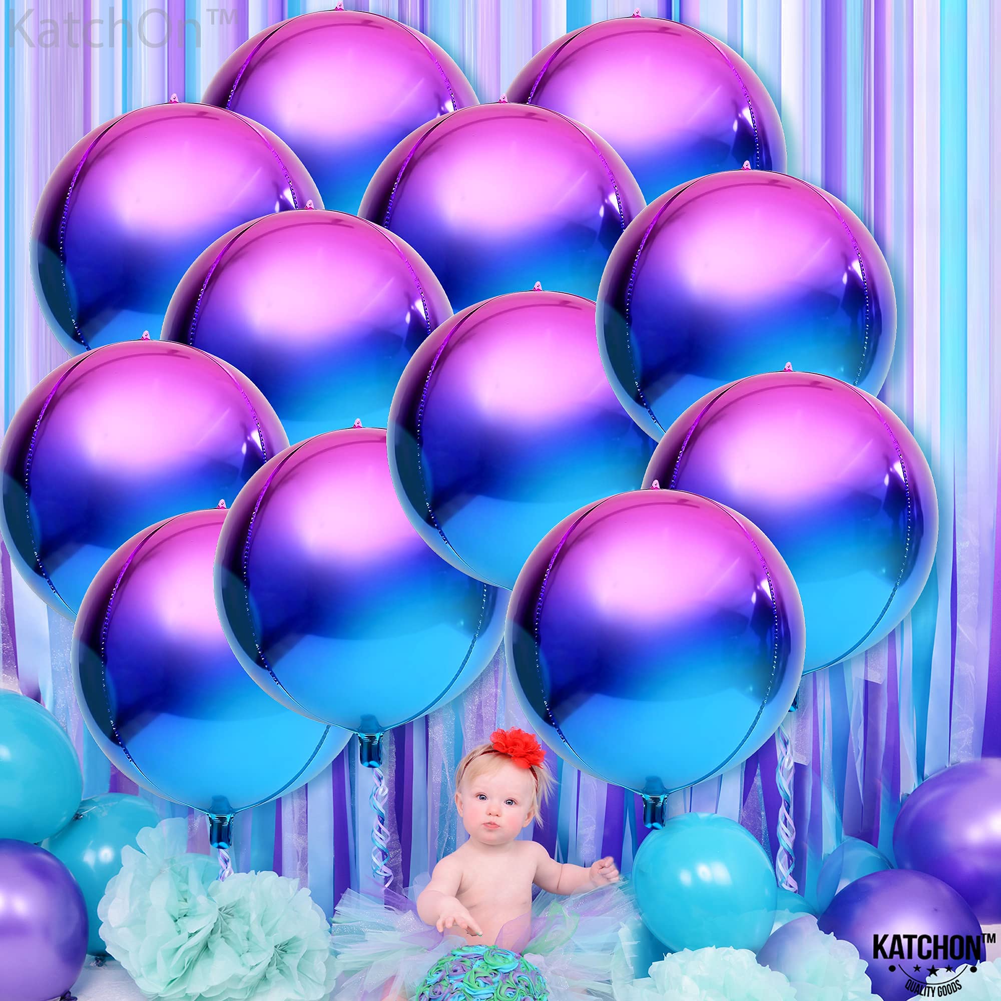 Katchon, Purple Galaxy Balloons - 22 Inch, Pack of 12 | Metallic Purple Balloons, Iridescent Balloons for Galaxy Party Decorations | Purple And Blue Balloons for Blue and Purple Party Decorations