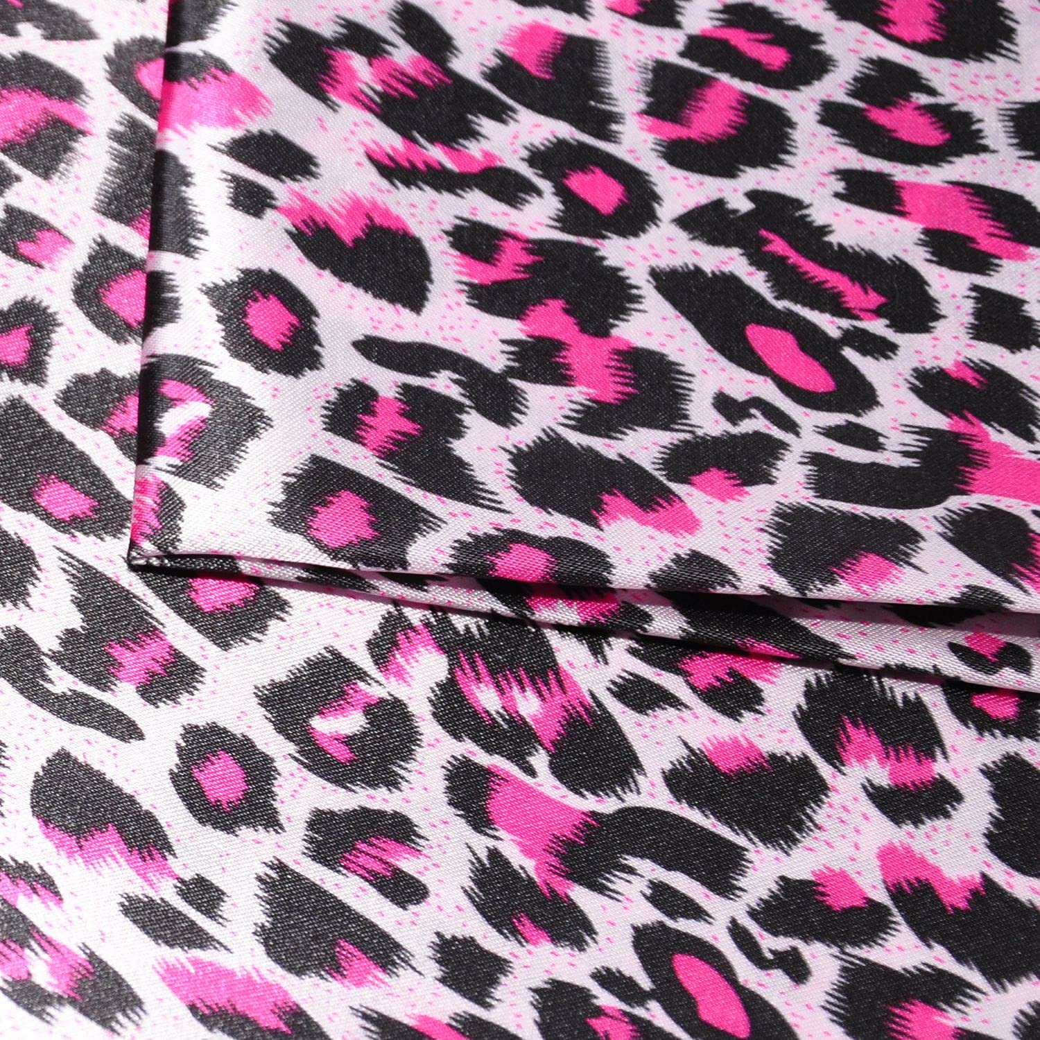 Yutone 59" Wide Satin Fabric, Leopard Skin Animal Print Design Creative Contemporary Artwork, 100% Polyester by Two Yards(Pink)