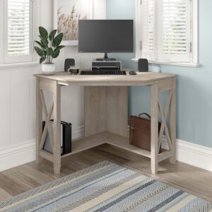 Bush Furniture Key West Small Corner Desk in Washed Gray