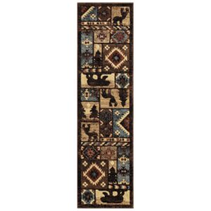 Home Dynamix Buffalo Bear Area Rug, 1'10"x6'10", Brown/ Red, Rectangular