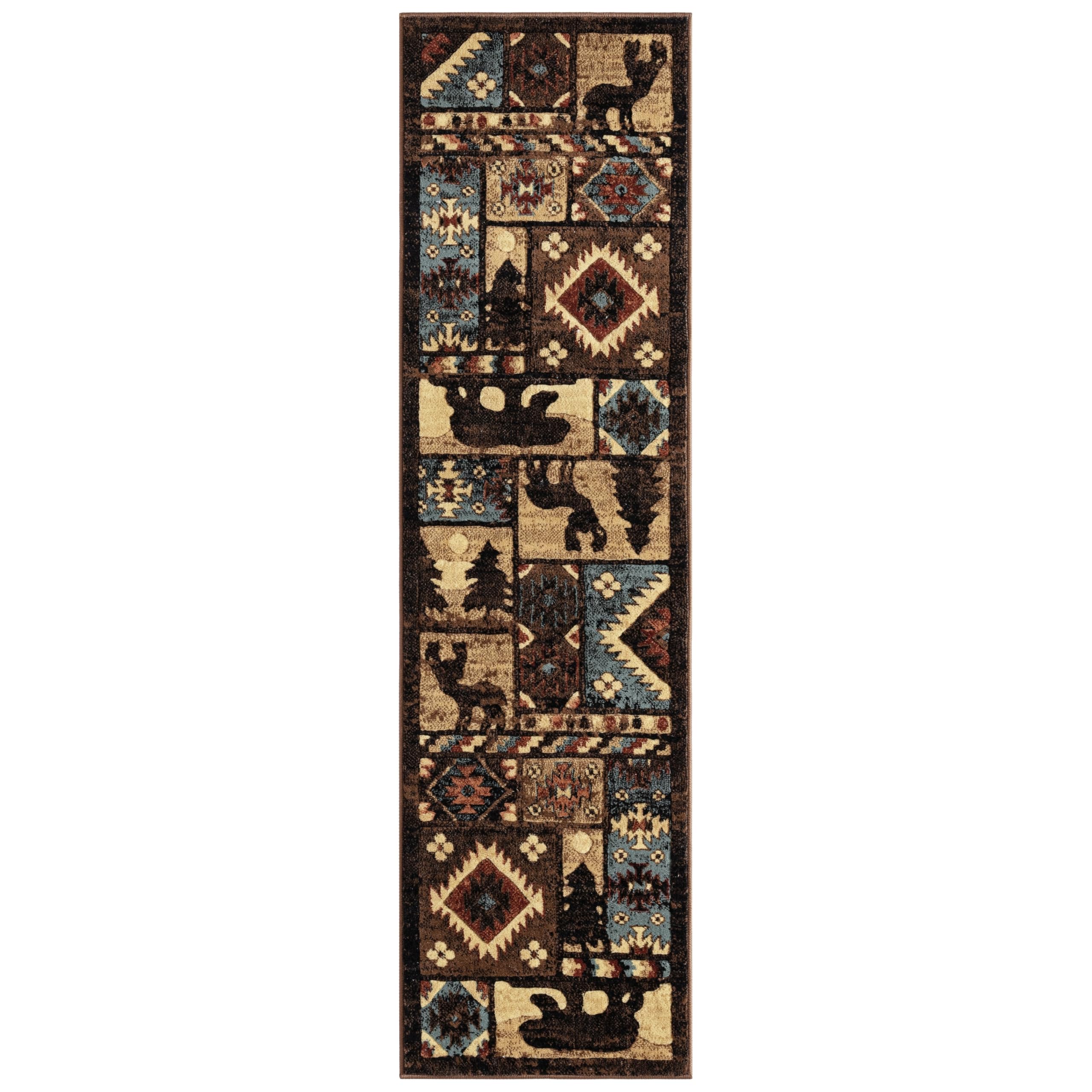 Home Dynamix Buffalo Bear Area Rug, 1'10"x6'10", Brown/ Red, Rectangular