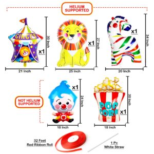 KatchOn, Giant Circus Balloons - 34 Inch, Pack of 5 | Carnival Balloons for Carnival Theme Party Decorations | Circus Animal Balloons for Circus Theme Party Decorations | Circus Party Decorations