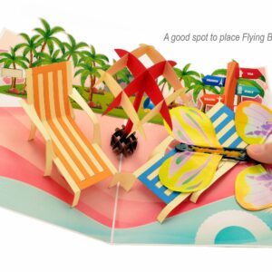 Time to Say Hello to Summer Pop Up Card, Greeting Card Butterfly Flied Out, Summer Birthday Card, Beach Day Card, 3D Card, Greeting Cards, Celebration Card 6" X 8" when closed