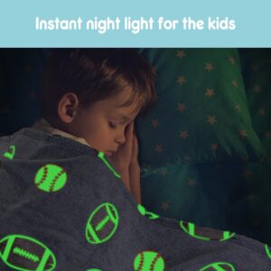 Glow in The Dark Blanket, Super Soft Blankets and Throws to Build Night Routine for Kids, Sports Designed Kids Blanket That Doesn't Pill, Fray, or Fade, Comfortable Toddler Blanket for Boys and Girls