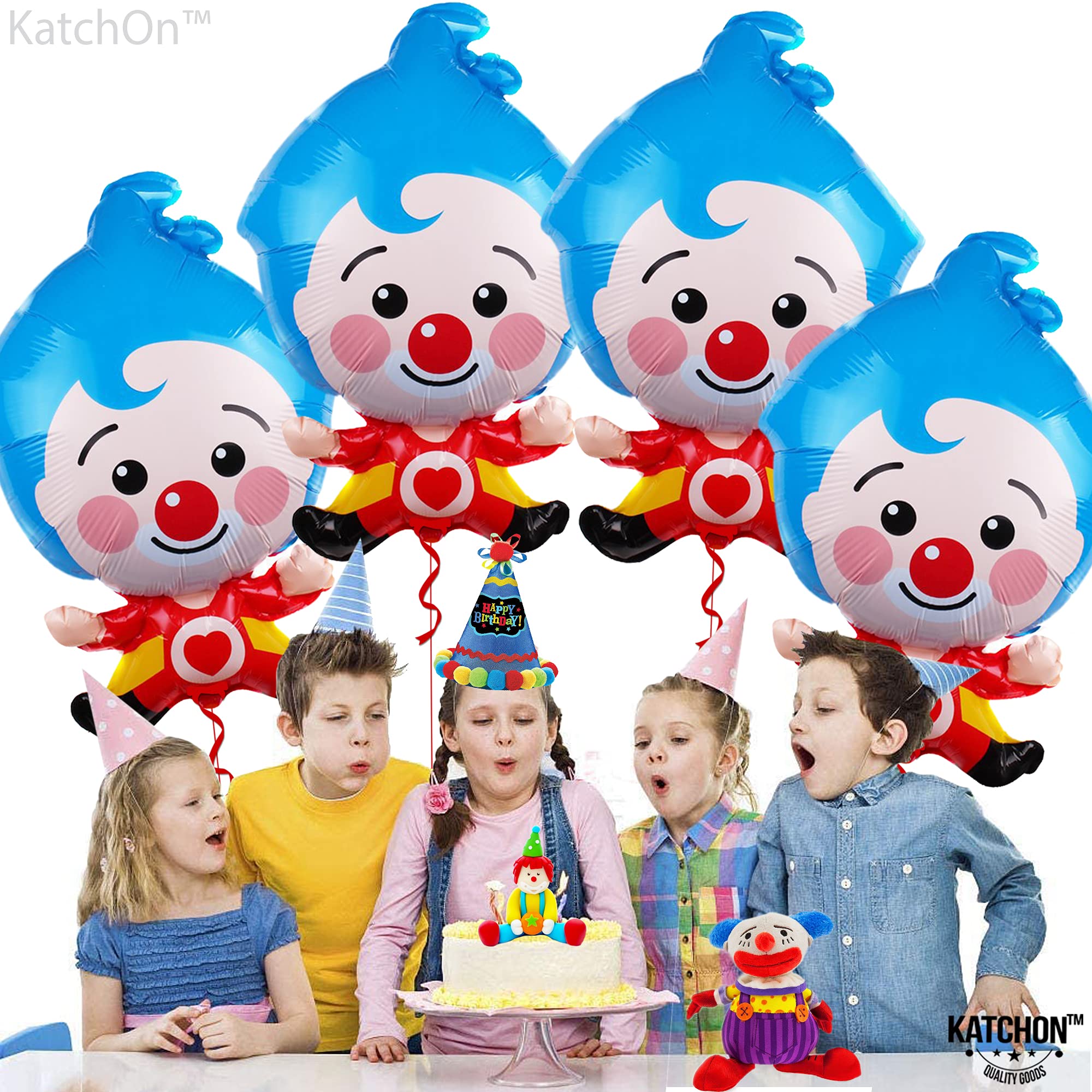 KatchOn, Big Plim Plim Balloons - 24 Inch, Pack of 4 | Clown Balloons for Plim Plim Party Decorations | Plim Plim Birthday Party Supplies | Plim Plim Balloon Foil for Circus Theme Party Decorations