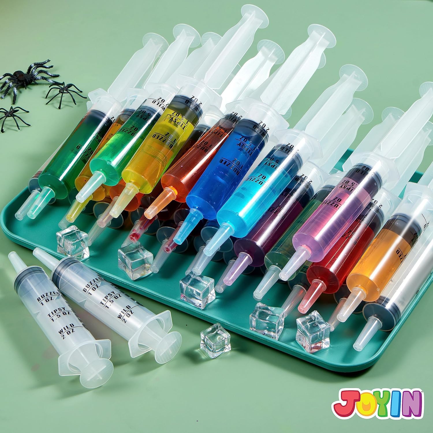 JOYIN Pack of 25 Plastic Syringes 60ml 2 oz Easy-Grip Caps Reusable Container Tubes with Individually Wrapped & Caps