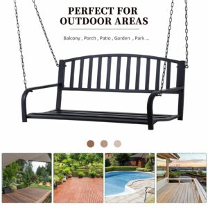 Patio Porch Hanging Swing Chair Garden Deck Yard Bench Seat Outdoor Furniture,550 lb Weight Capacity, Black