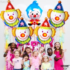 KatchOn, Giant 32 Inch Clown Balloons - Pack of 5 | Carnival Theme Party Decorations | Clown Head Balloon, Circus Theme Party Decorations | Carnival Decorations, Plim Plim Party Decorations