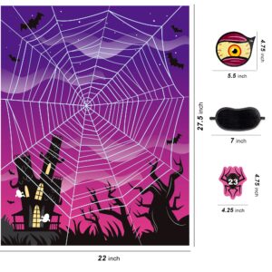 JOYIN 2 PCS Halloween Party Games for Kids Pin The Eyeball on Zombie and Pin The Tail on The Web Party Games in 2 Designs with 2 Posters, Fun Reusable Kids Gift Halloween Party Favors Supplies