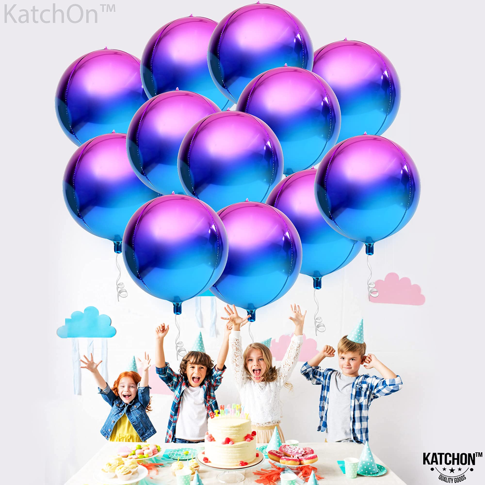 Katchon, Purple Galaxy Balloons - 22 Inch, Pack of 12 | Metallic Purple Balloons, Iridescent Balloons for Galaxy Party Decorations | Purple And Blue Balloons for Blue and Purple Party Decorations