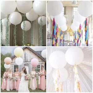 PartyWoo White Balloons, 4 pcs 36 Inch Large Matte White Balloons, Big White Balloons for Balloon Garland or Balloon Arch as Party Decorations, Wedding Decorations, Baby Shower Decorations, White-Y13