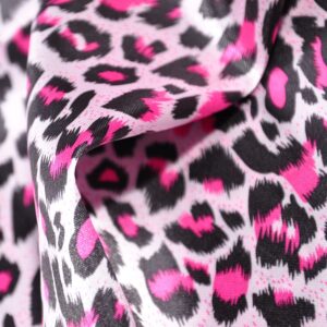 Yutone 59" Wide Satin Fabric, Leopard Skin Animal Print Design Creative Contemporary Artwork, 100% Polyester by Two Yards(Pink)