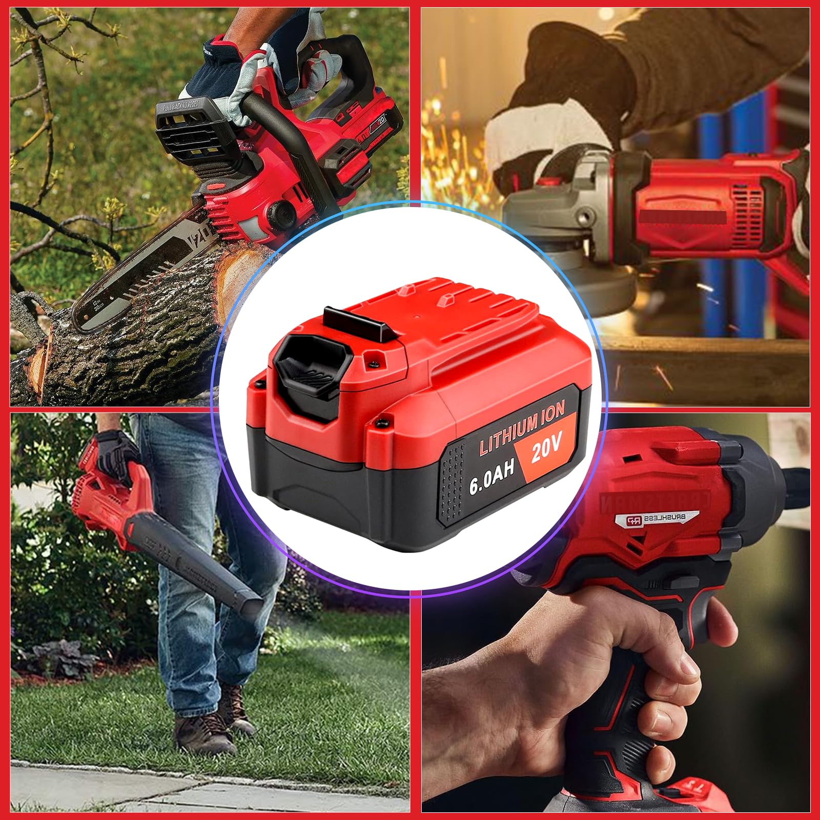 Powerost V20 20V Lithium Battery: Replacement for Craftsman 20V Battery CMCB204 CMCB202 CMCB201 Cordless Drill Tools - 6Ah 20 Volt Max Battery Pack