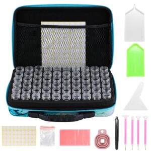 VTYHYJ 120 Bottles Diamond Art Storage Bag Organizer with Tools Diamond Painting Accsessories Carrying Case for Dots, Tools, Rhinestones, Nail Art, for Storage and Travel (Light Green)